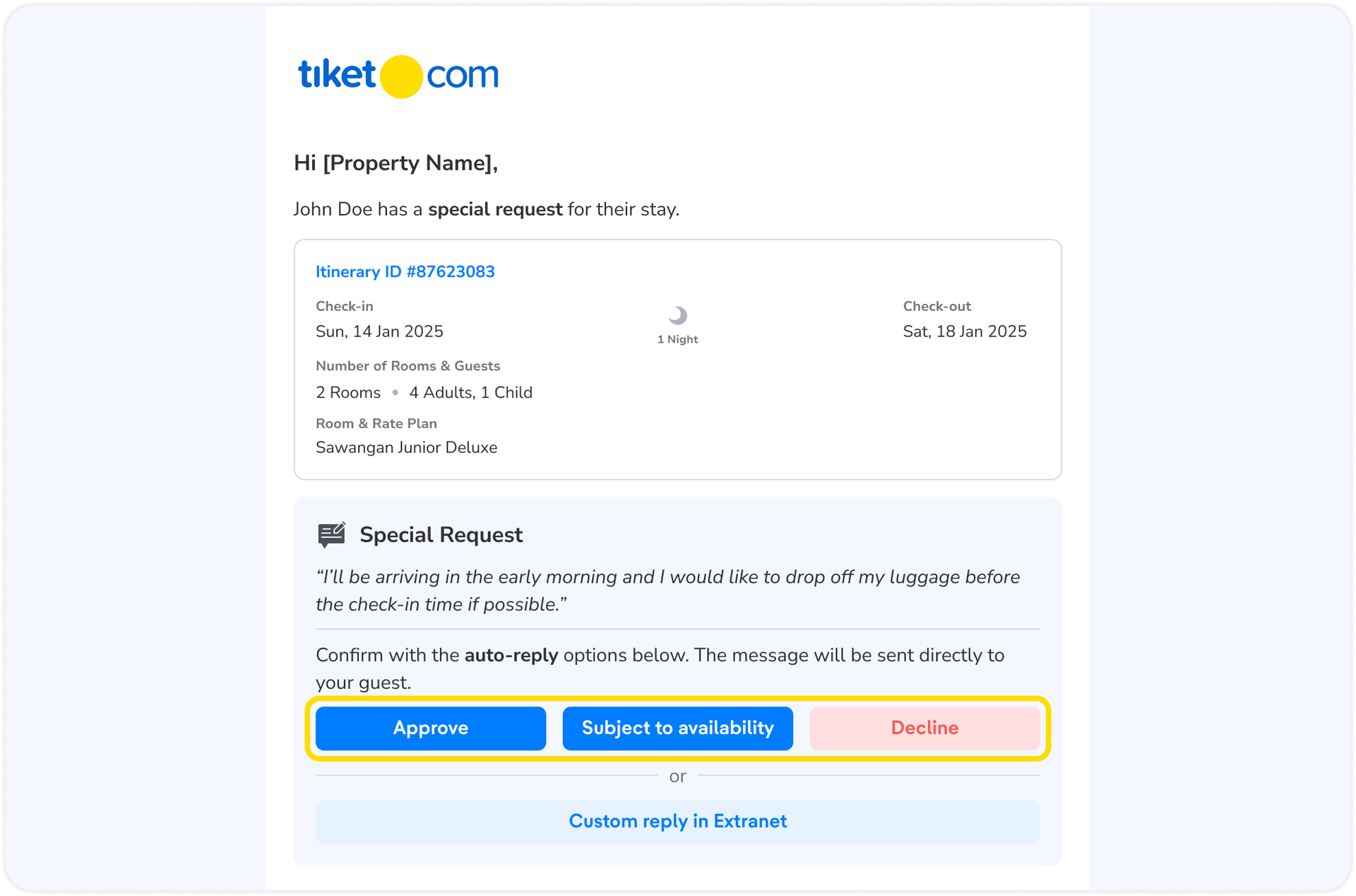 Manage Reservation - Extranet